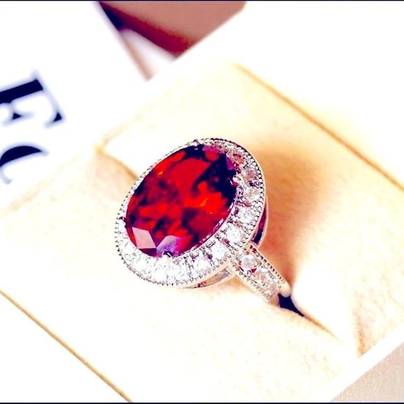 Private Label | Jewelry | New Ruby Red Oval Sapphire White Swarovski | Poshmark